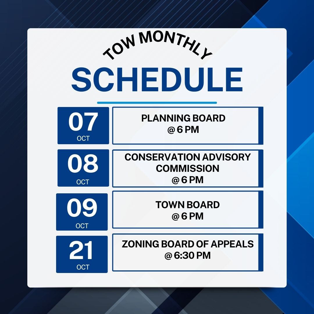 Oct Schedule – Town of Washington Dutchess County NY